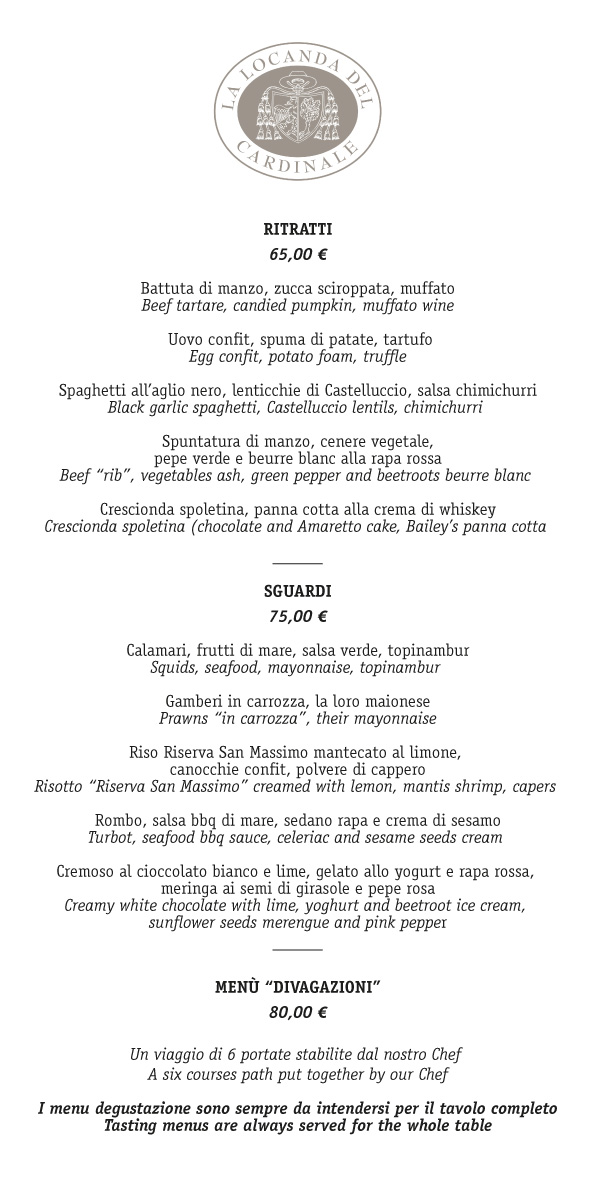 Il Nostro Menù - La Locanda del Cardinale